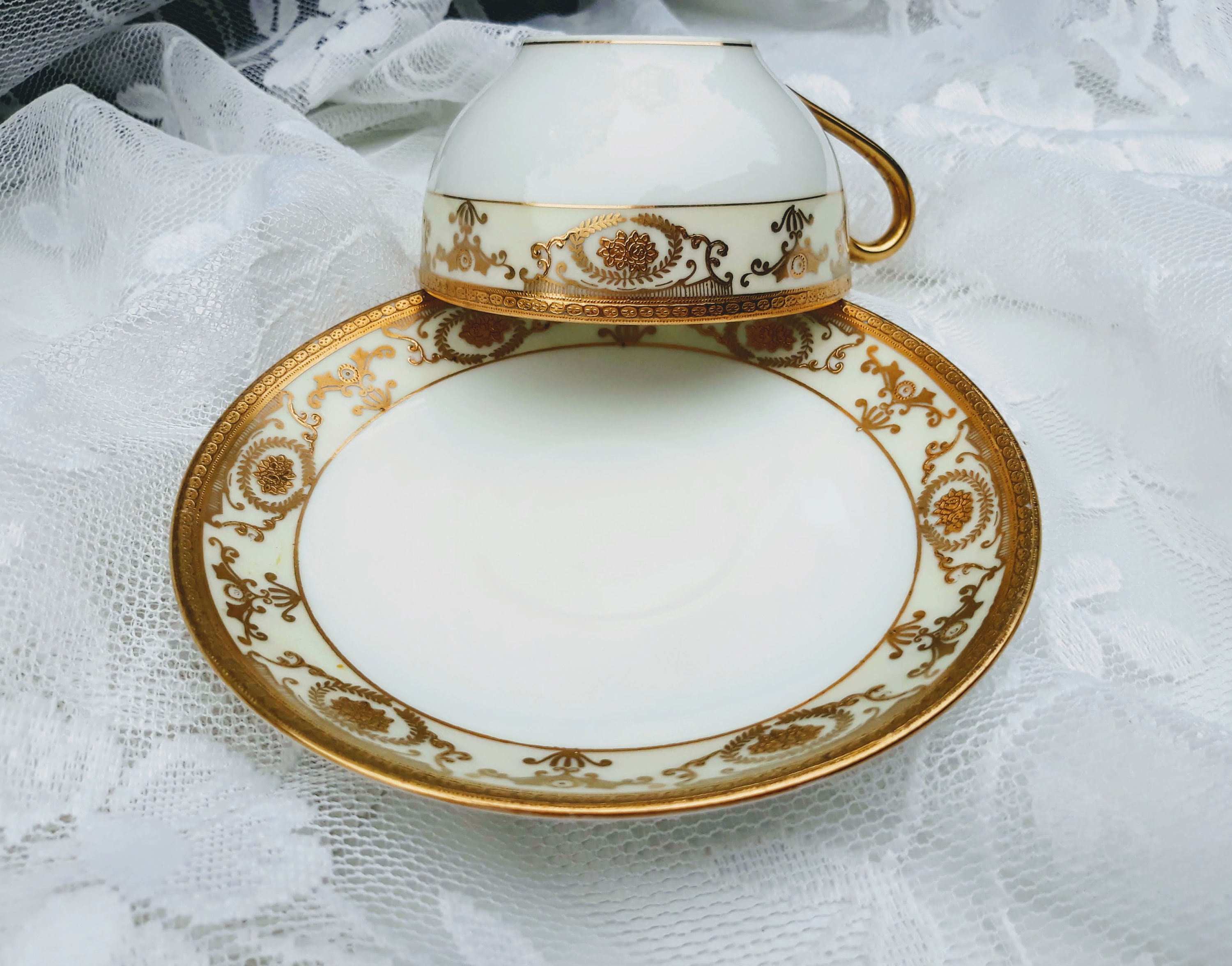 Noritake Morimura Made Japan Cup Saucer RARE Gold Ornate Design U.S ...