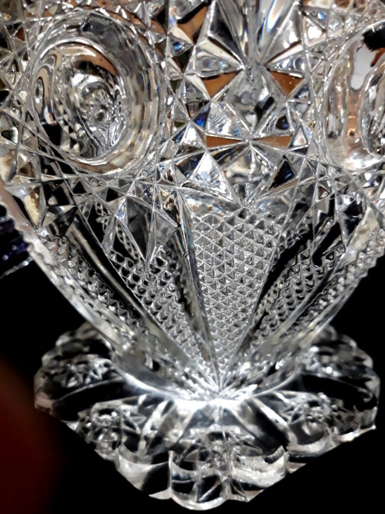 Antique 1900s Imperial Glass Zipper Heart Pitcher Sawtooth Strawberry ...