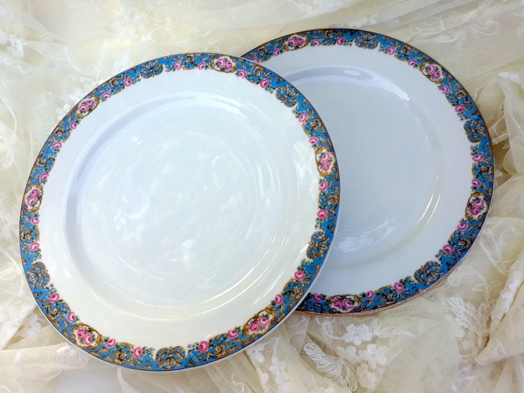 Antique J.p.l.limoges Green Wreath W Mark Porcelain Dinner Plates 2 ...