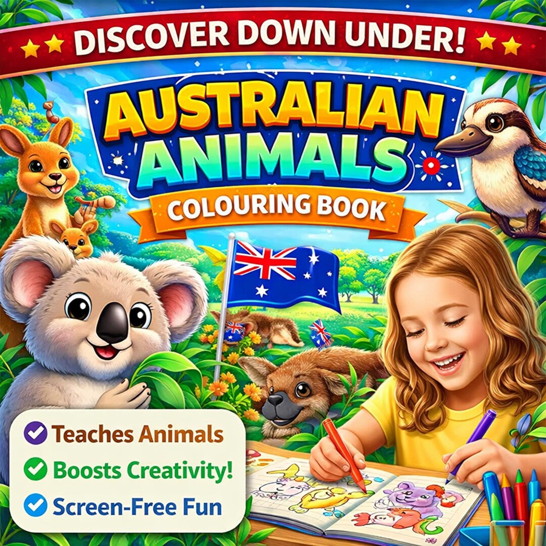 Australian Animals Colouring Book for Kids Koala and Kangaroo Coloring ...