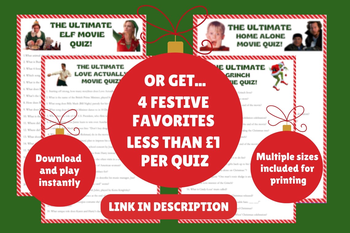 The Grinch Christmas Movie Trivia Quiz, Christmas Games, Christmas Quiz ...