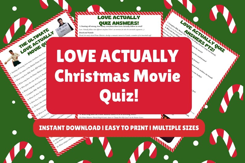 Love Actually Christmas Movie Trivia Quiz, Christmas Games, Christmas ...