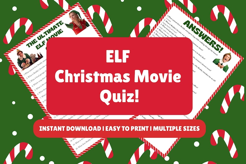 ELF Christmas Movie Trivia Quiz, Christmas Games, Christmas Quiz ...
