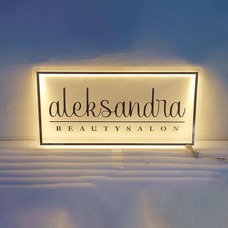 Custom Business Sign, Backlit LED Sign, Beauty Bar Sign, Custom Office ...
