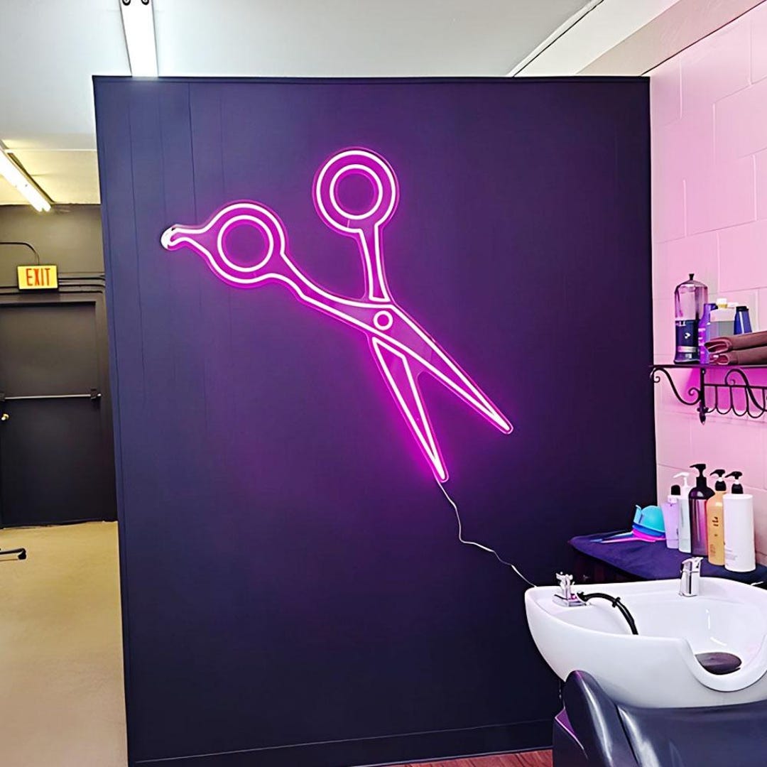 Hairdressing Scissors Neon Sign: Barber Salon LED Light Decor - Etsy