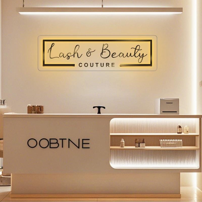 Custom Business Sign, Backlit LED Sign, Beauty Bar Sign, Custom Office ...