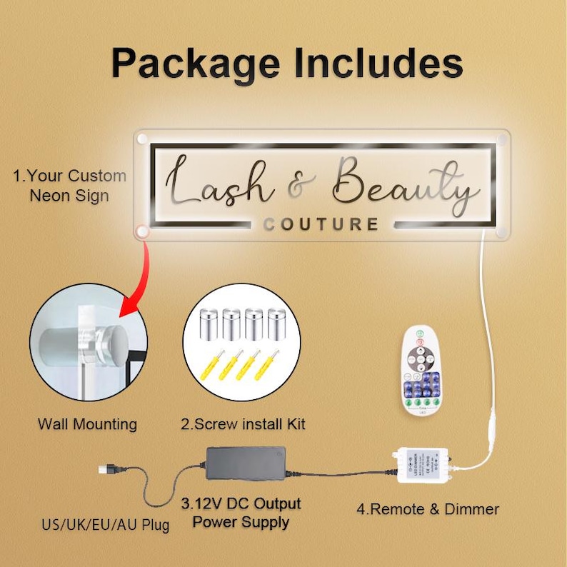 Custom Business Sign, Backlit LED Sign, Beauty Bar Sign, Custom Office ...