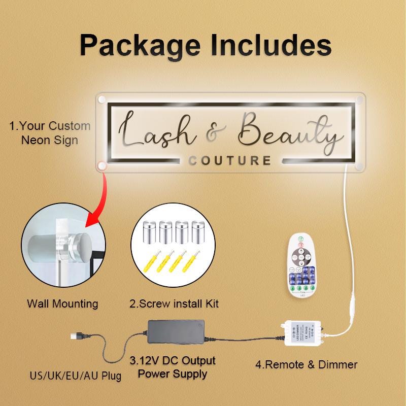Custom Business Sign, Backlit LED Sign, Beauty Bar Sign, Custom Office ...
