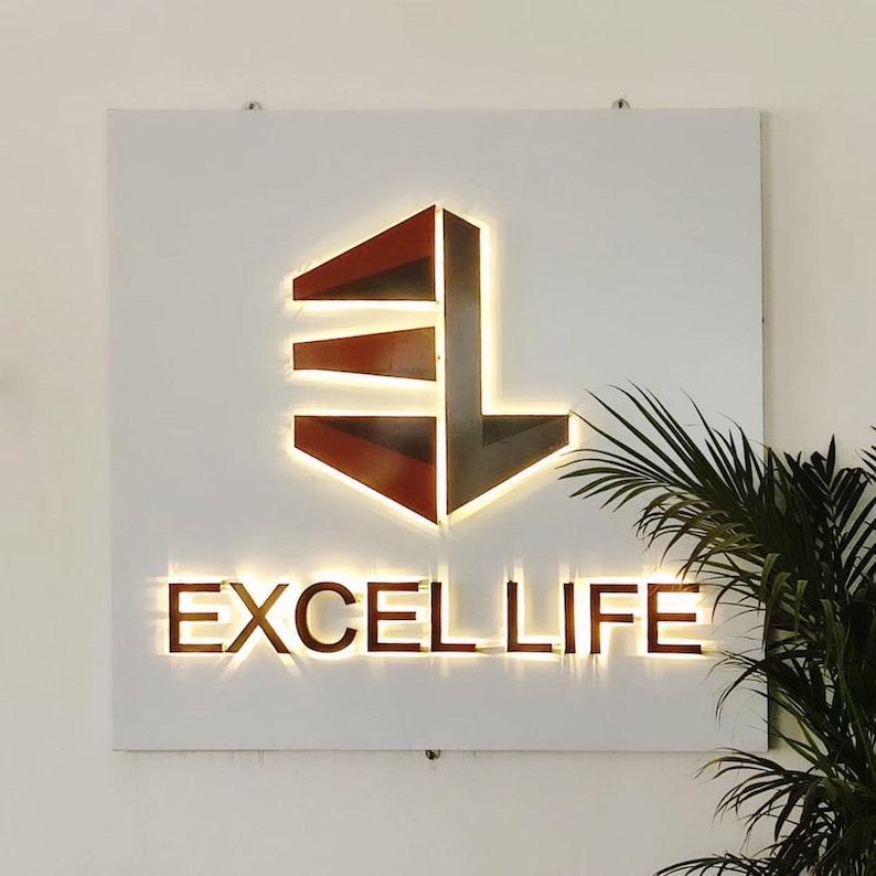 Personalized Company Signage | 3D Logo Backlit LED Sign | Indoor Office ...