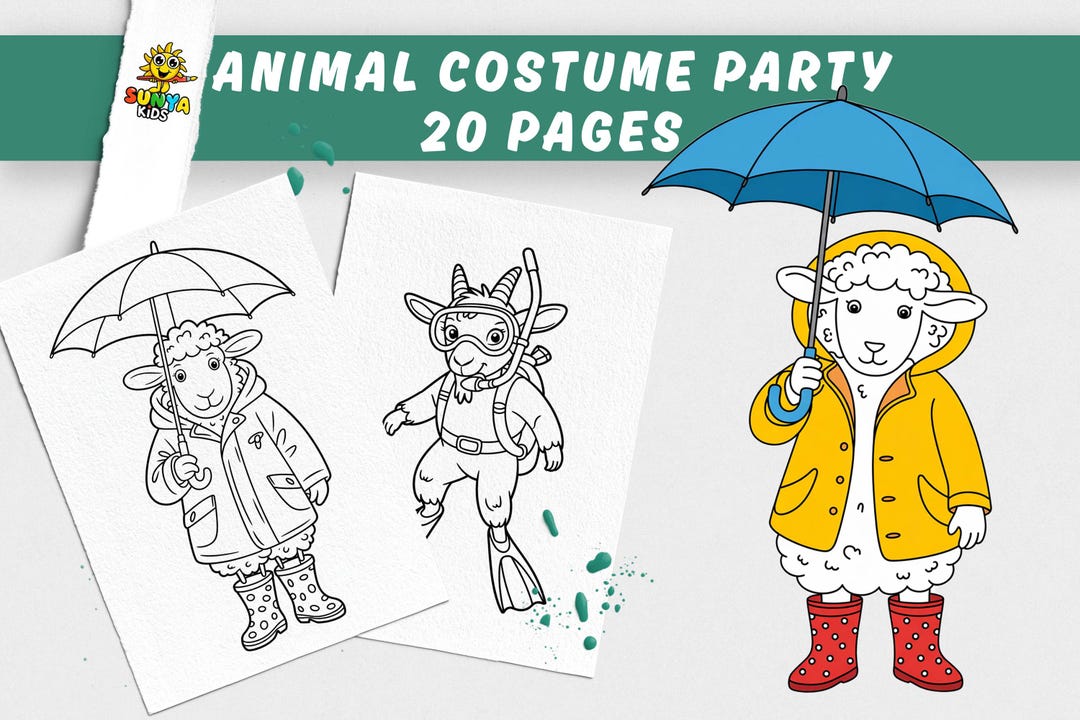 Animal Costume Party 20 Easy Kid Coloring Pages for Kids | Fun and ...
