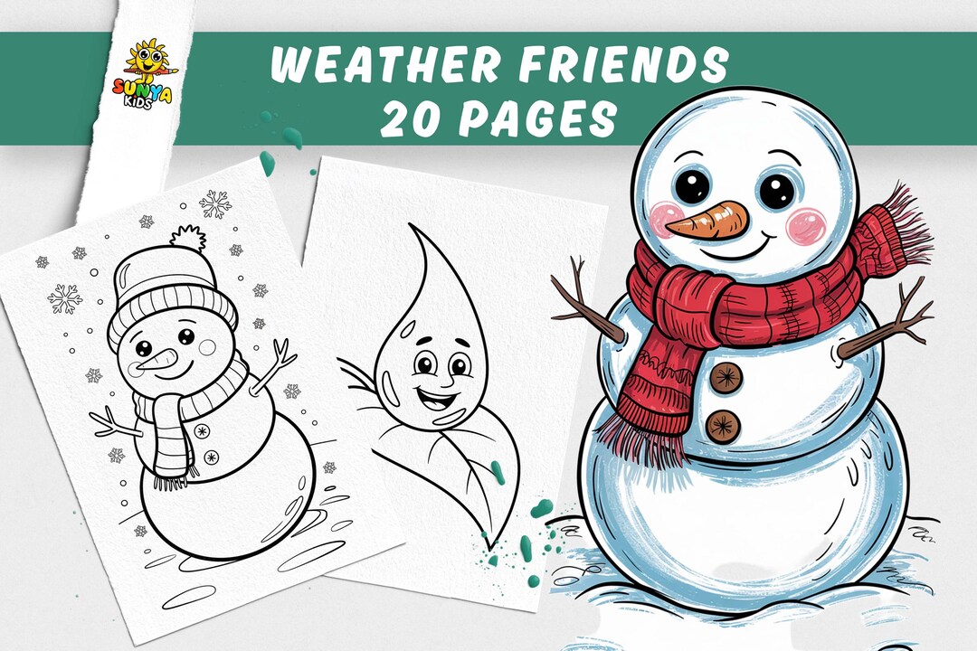 20 Cute Weather Friends Coloring Pages for Kids Easy & Fun Weather ...