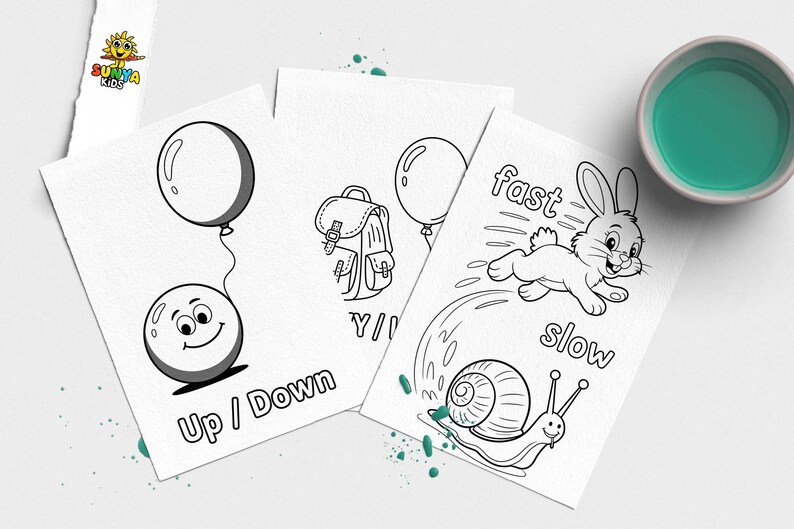 20 Opposite Pals Coloring Pages for Kids Easy and Cute Opposites for ...