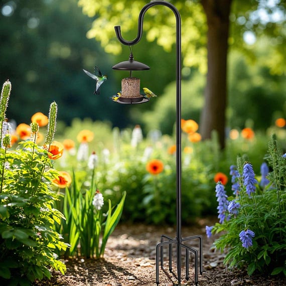Bird Feeder Post Heavy Duty Shepherd Hook Bird Feeder Pole – Adjustable ...