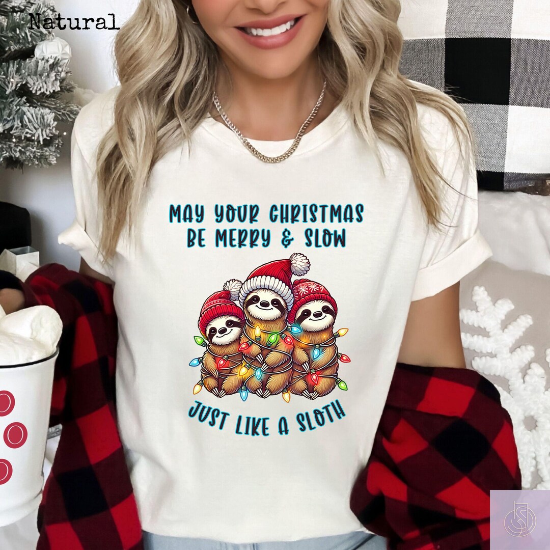 Merry & Slow Sloth Jumper, Christmas Sloth Sweatshirt, Merry Slothmas ...