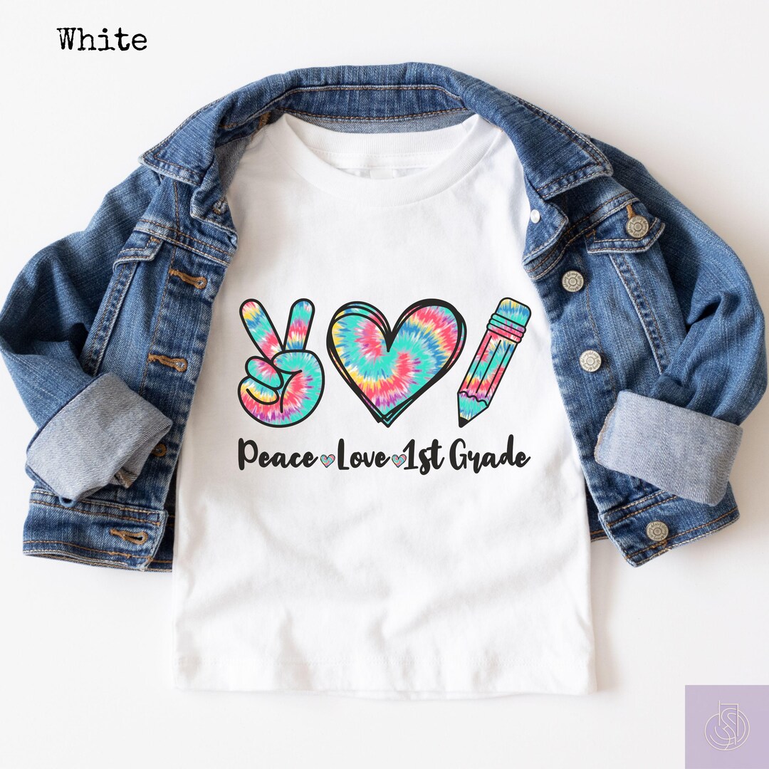 Peace-love Tie Dye 1st Grade Shirt, Personalized Name T-shirt, Two ...