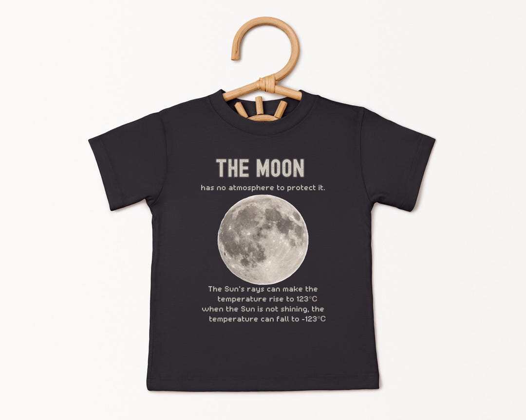Moon Design Shirt, Moon Facts for Kids, Moon Atmosphere Tee, Moon Facts ...