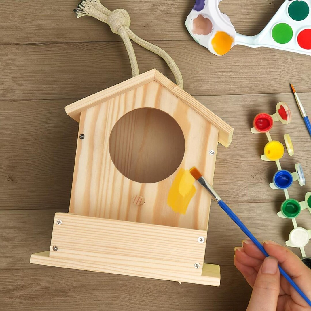 DIY Birdhouse Kit Set of 2 Wood Craft Kits With Paints Brushes for Kids ...