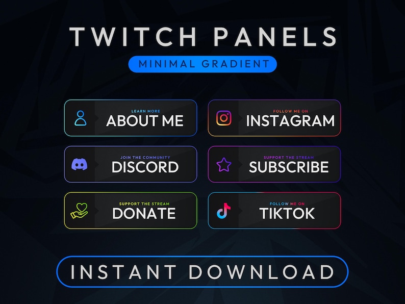 Twitch Panels Minimal Gradient Panels Stream Panels for Twitch Colorful ...