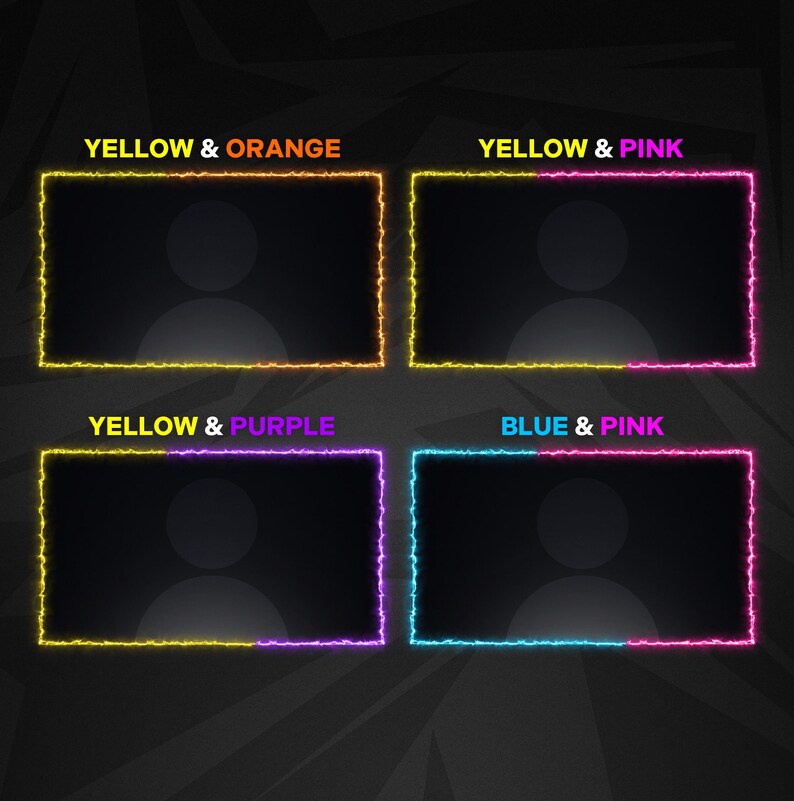 Animated Neon Electric Webcam Overlay Bundle - 21 Two-tone Webcam ...