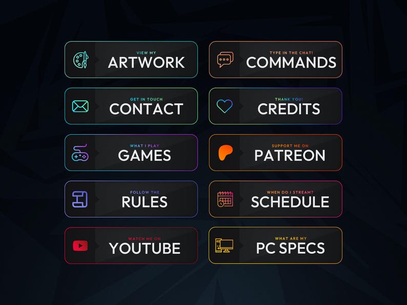 Twitch Panels Minimal Gradient Panels Stream Panels for Twitch Colorful ...