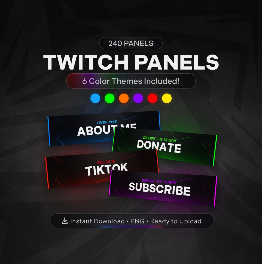 Twitch Panels - 240 Vibrant Stream Designs | for Twitch & Kick - Etsy