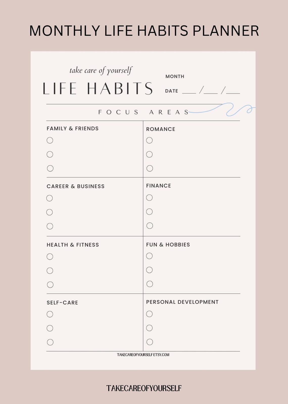 Life Habits Planner, Life Habits Template, Habits, Goals, Well-being ...