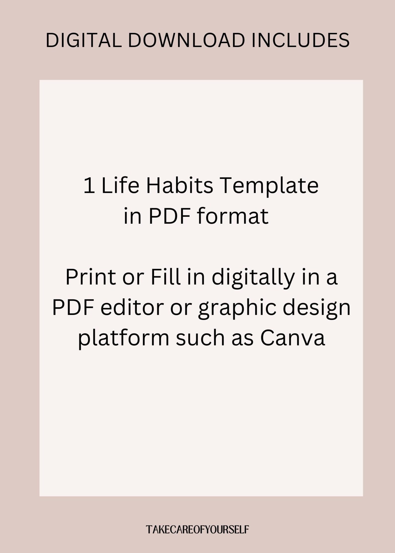 Life Habits Planner, Life Habits Template, Habits, Goals, Well-being ...