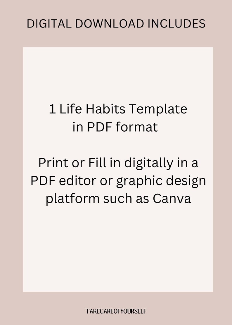 Life Habits Planner, Life Habits Template, Habits, Goals, Well-being ...