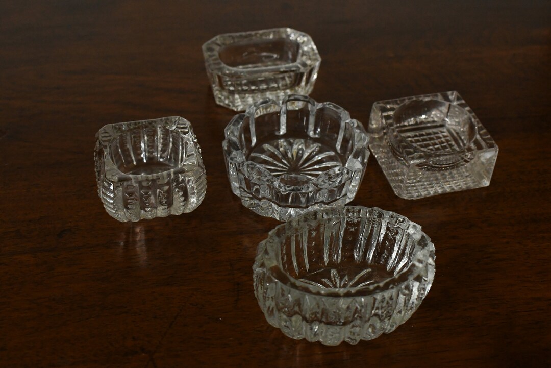 Five Individual Assorted Shapes Cut Glass Salt Cellars - Salt Dips ...