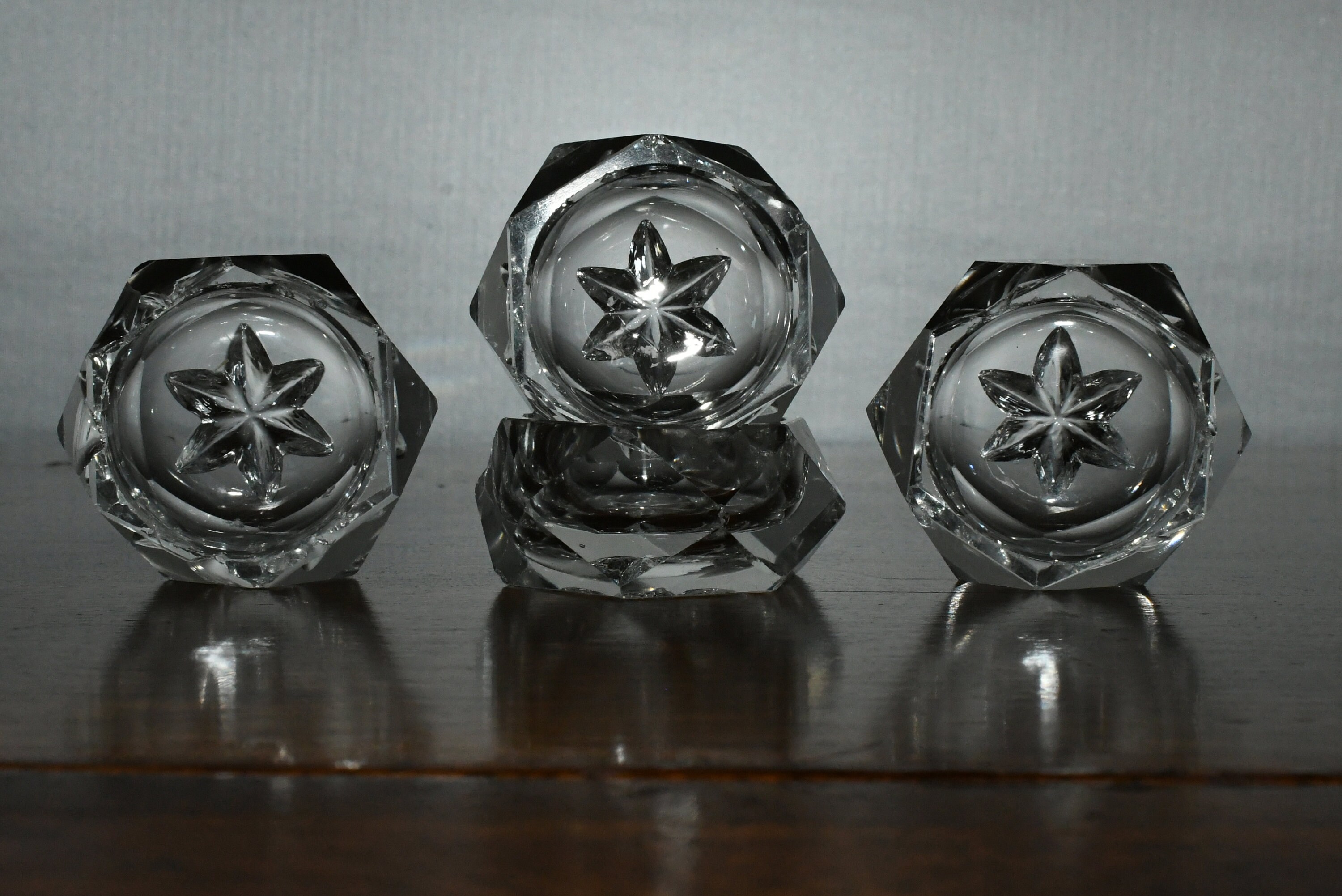 Four Individual Chippy Cut Glass Salt Cellars Salt Dips - Etsy