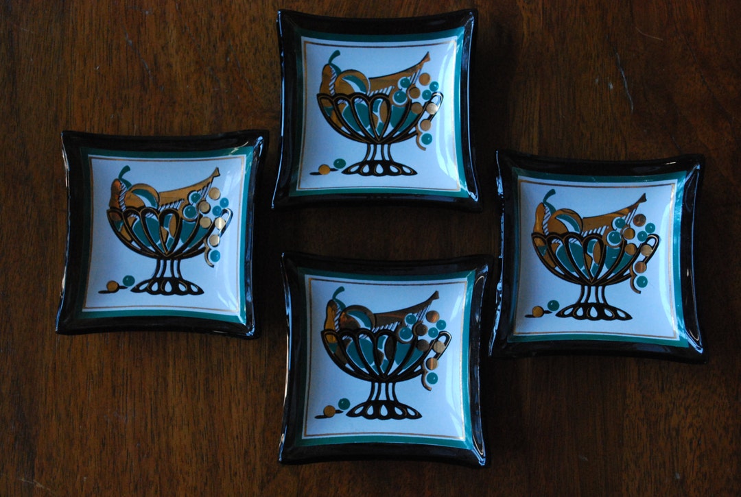 Vintage Smoked Glass Bridge Set STILL LIFE Set of Four - Etsy