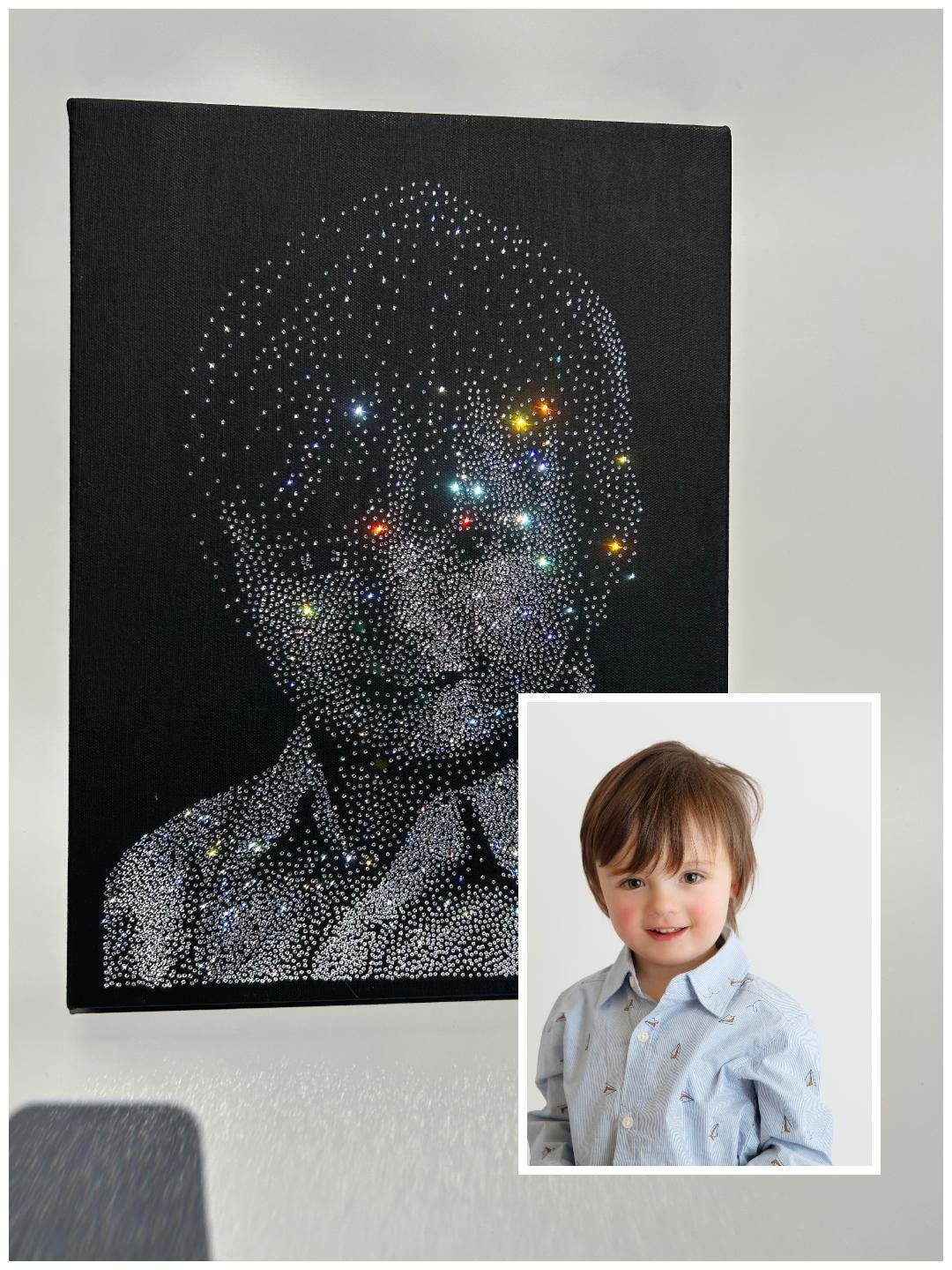 Custom Baby Portrait, Sparkling Painting From Photo, Handmade ...