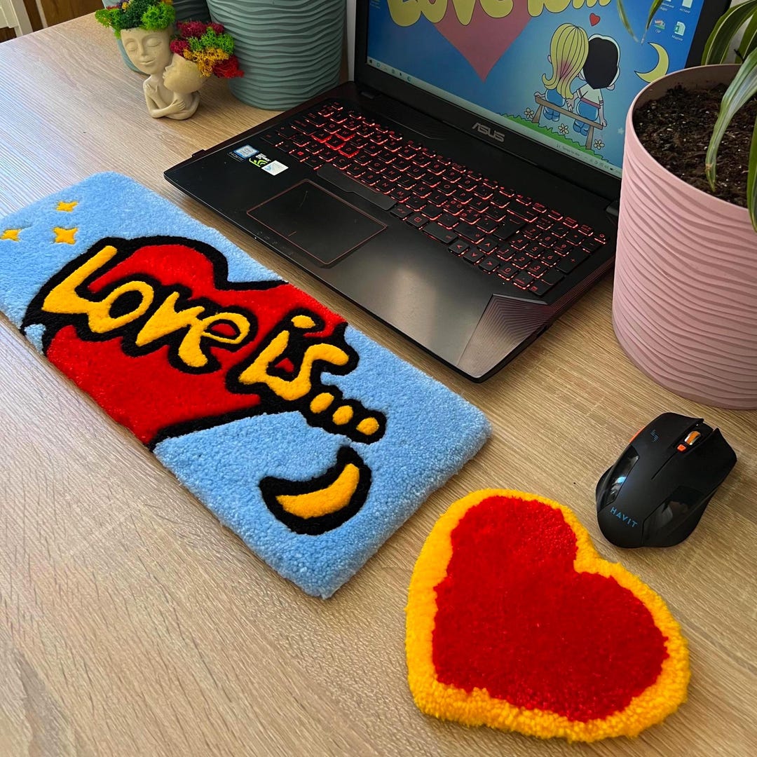 90s Keyboard Rug, Wrist Rest, Custom Tufted Desk Mat, Roommate Gift ...