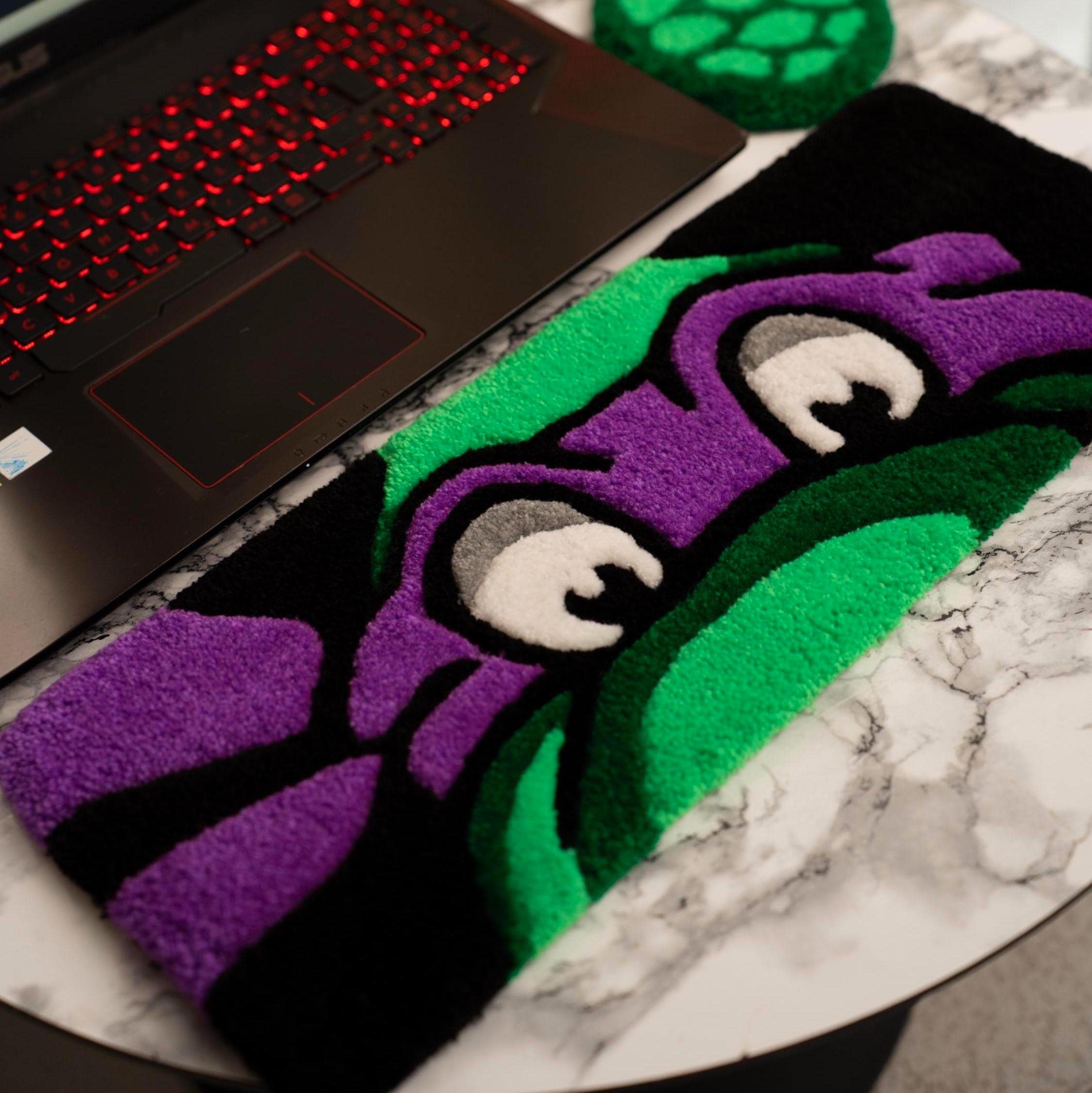 Hand Tufted Turtle Keyboard Rug | Gaming Desk Mat Wrist Rest - Etsy