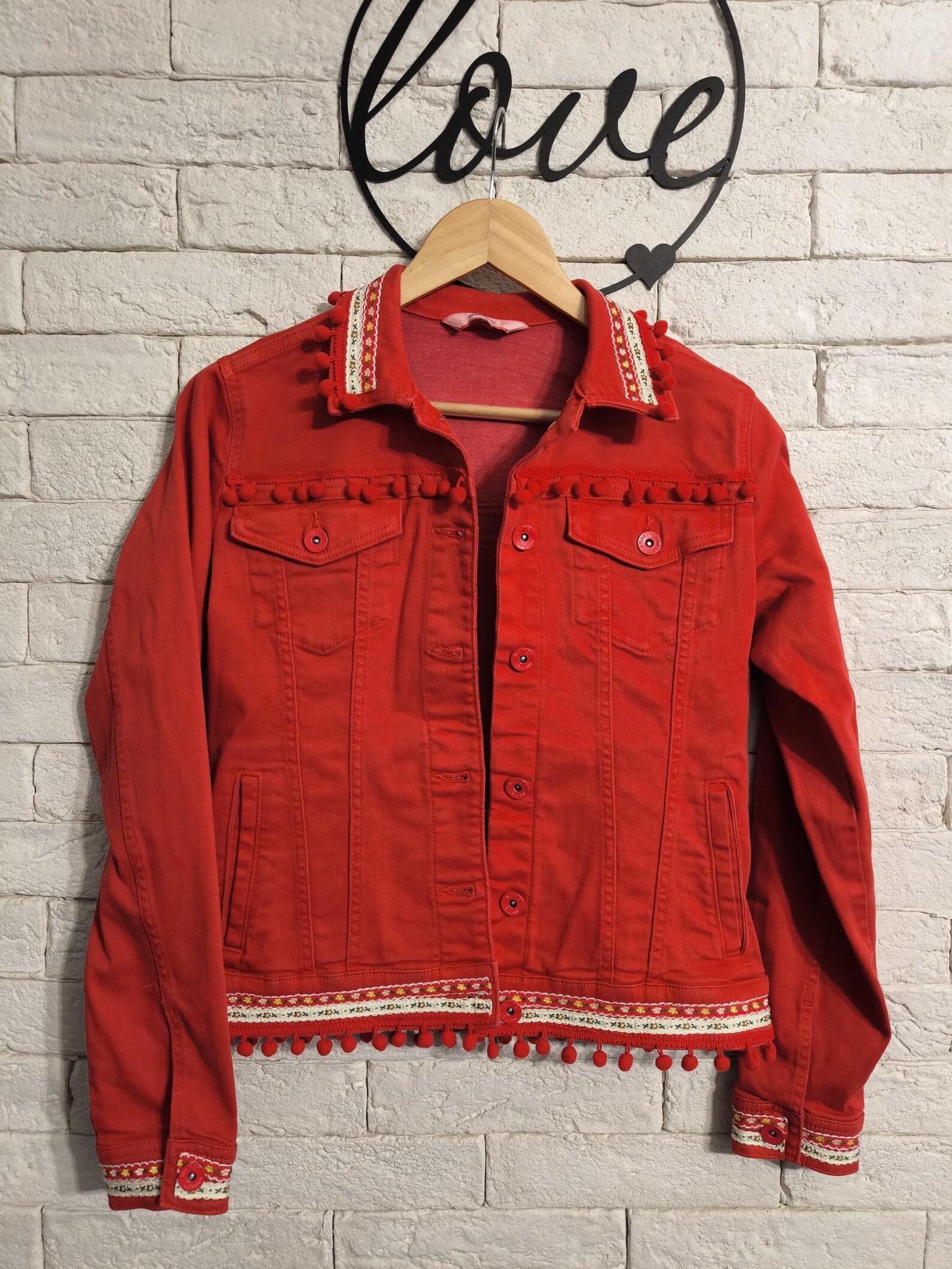 Women Denim Jacket With Back Embroidery, Sustainable Upcycled ...