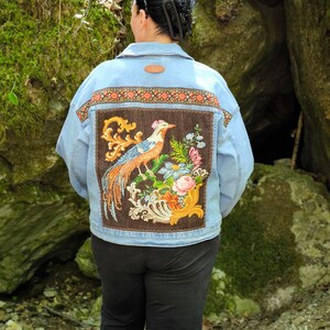Plus Size Denim Jacket, Jean Blazer With Back Embroidery, Sustainable ...