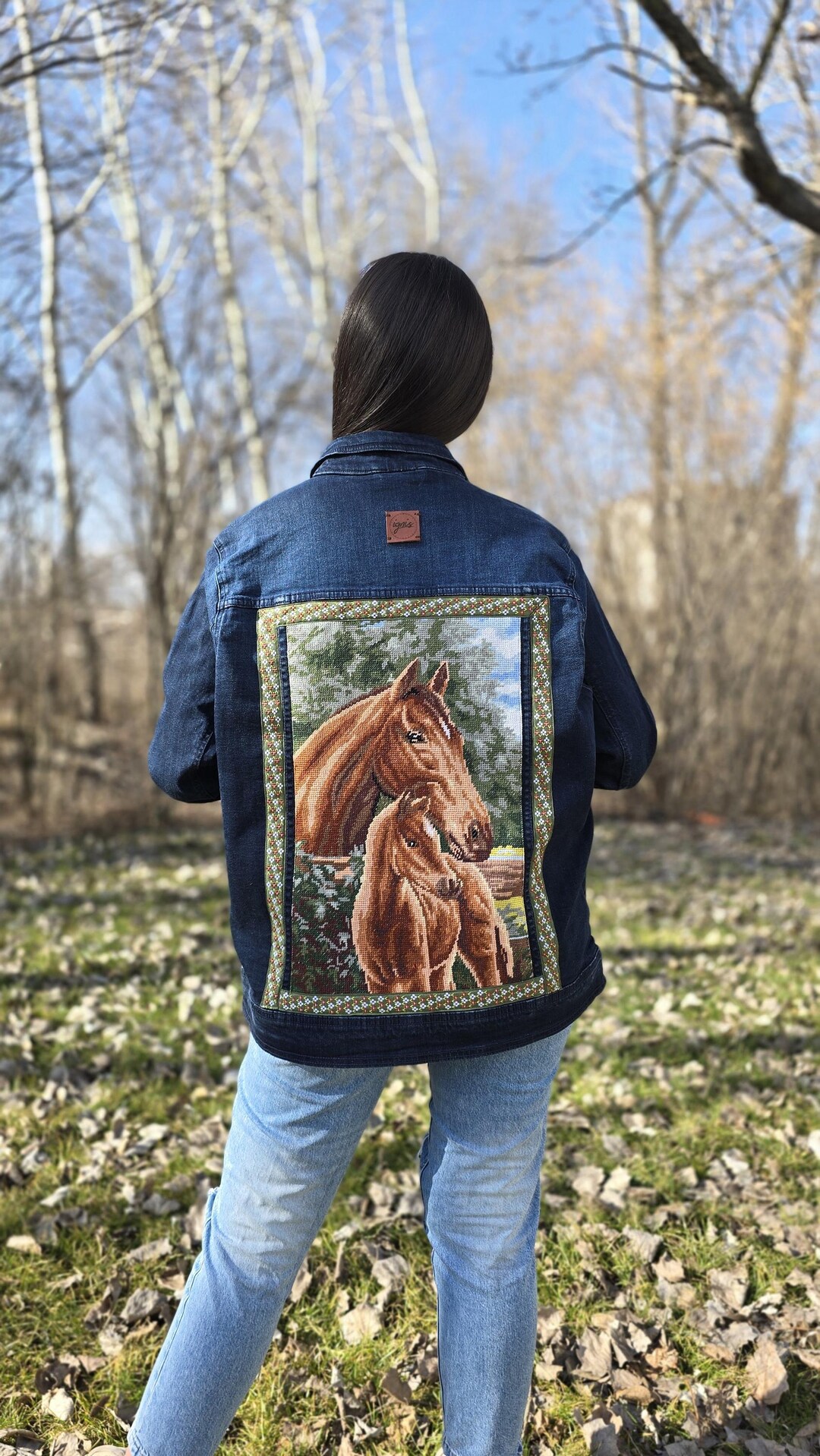 Women Denim Jacket With Back Embroidery, Sustainable Upcycled ...
