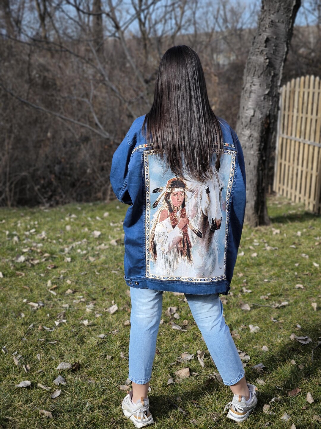 Plus Size Denim Jacket With Back Embroidery Size 6XL, Sustainable ...