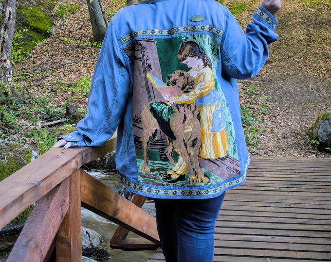 Plus Size Denim Jacket, Jean Jacket With Back Embroidery, Sustainable ...