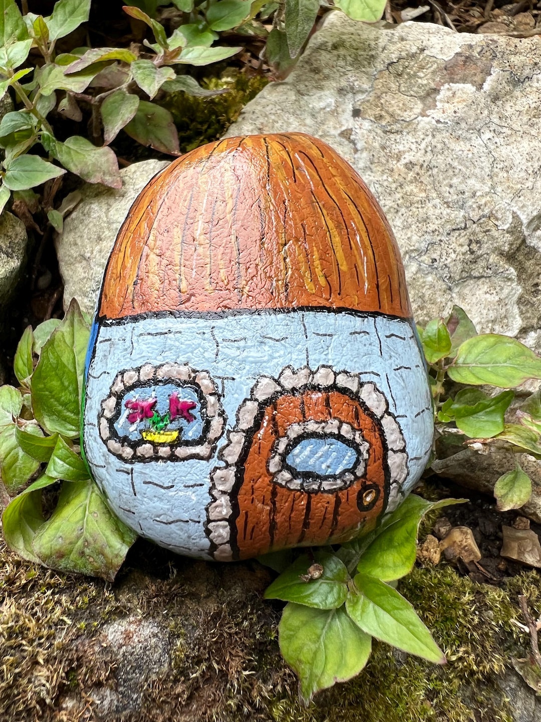 Hand-painted Stone Cottage Rock: Whimsical Cottagecore Garden Art - Etsy