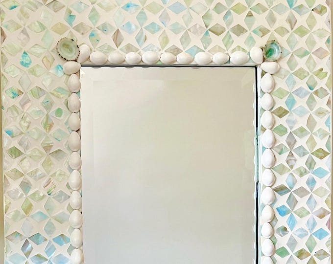 Capiz Shell Mirror - Ready to Ship - Beach Coastal Decor Wall Hanging ...