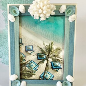 Frame With Coral and Seashells 5x7 Photo Beach Decor Coastal Summer ...