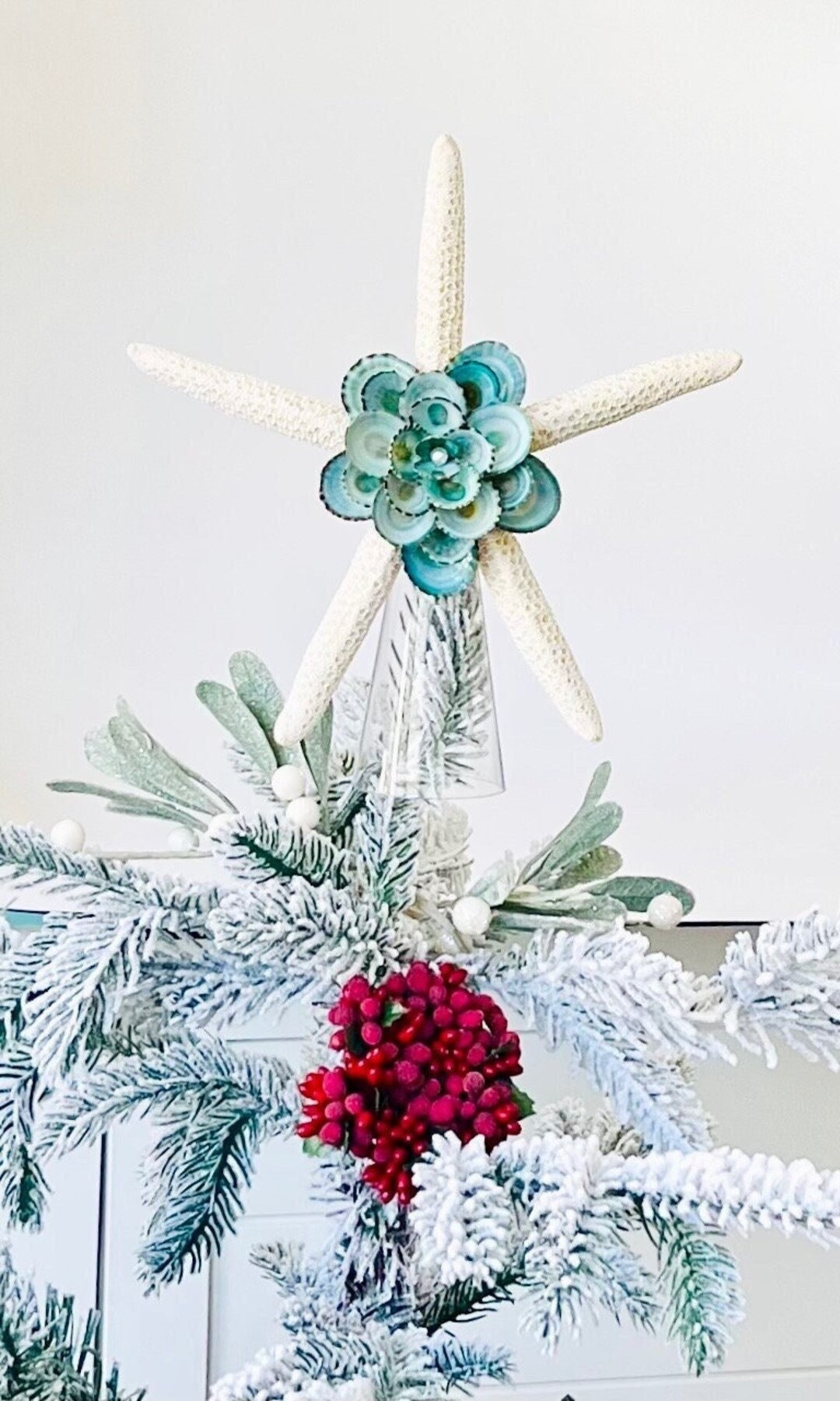 Starfish and Shell Christmas Tree Topper - Coastal Christmas Decoration ...