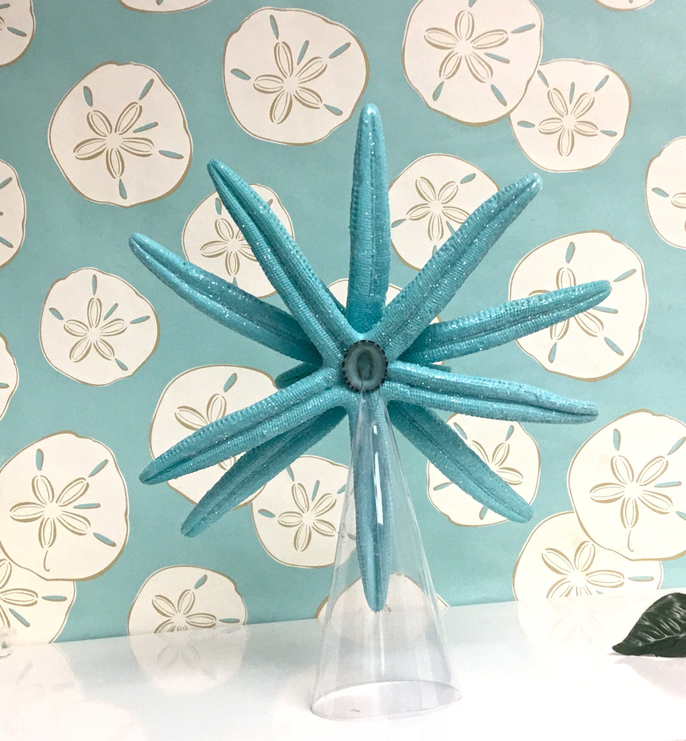 Starfish Xmas Tree Topper Aqua Natural Starfish Glittered | Etsy
