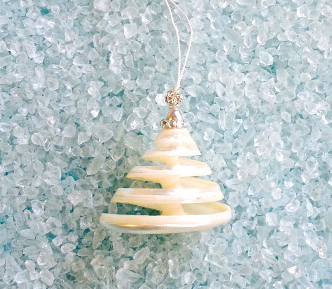 Beach Christmas Ornament Spiral Cut Troca Shell With - Etsy