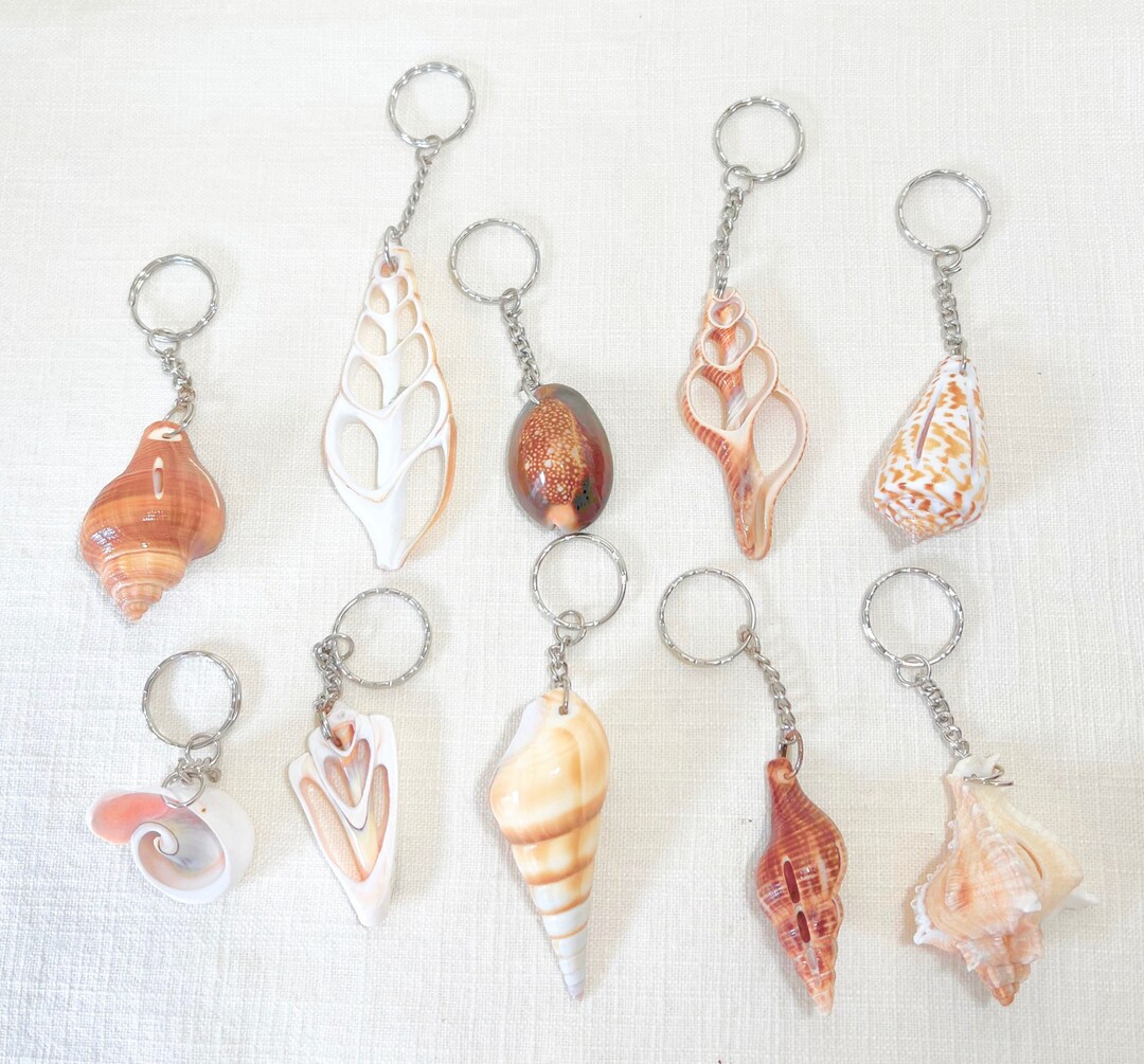 Seashell Keychains - Set of 2 - Beach Home Decor-sea Shells Bulk-sea ...