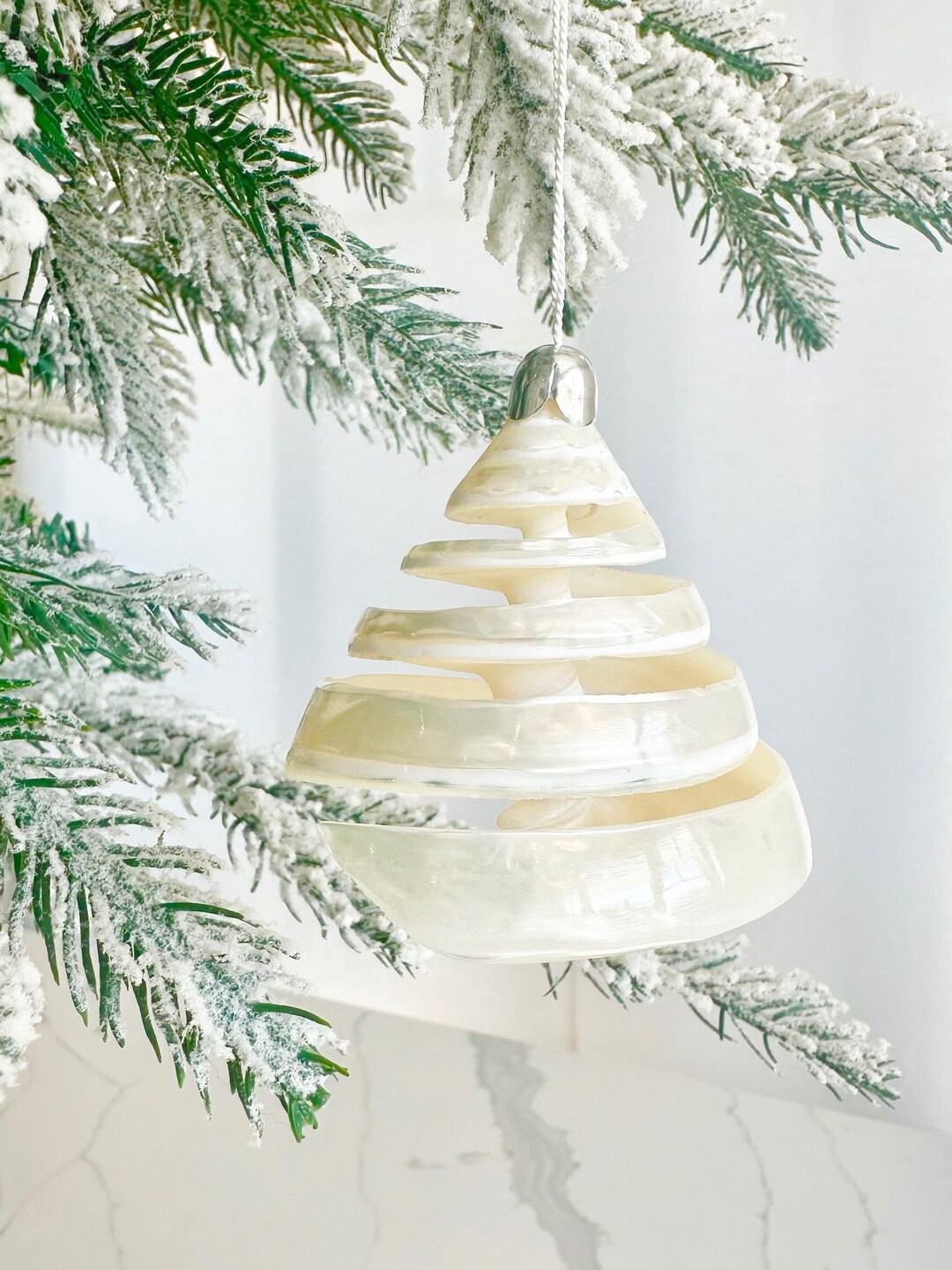 Beach Christmas Shell Ornament – Spiral Cut Troca Shell Decoration ...