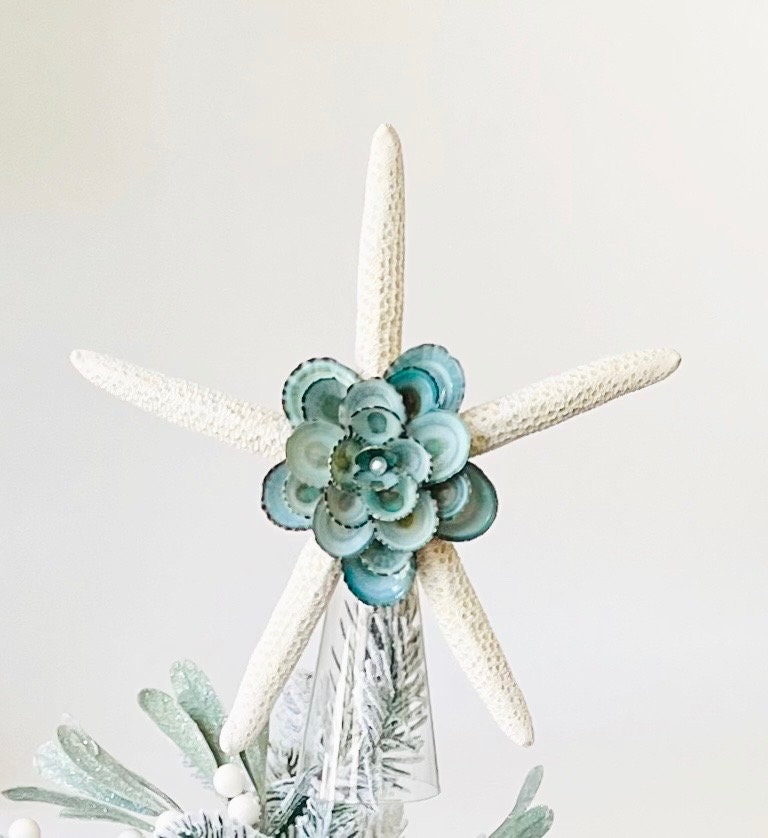 Starfish and Shell Christmas Tree Topper - Coastal Christmas Decoration ...