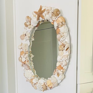 Seashell Mirror - Ready to Ship - Beach Decor Sea Shell Coastal Wall ...