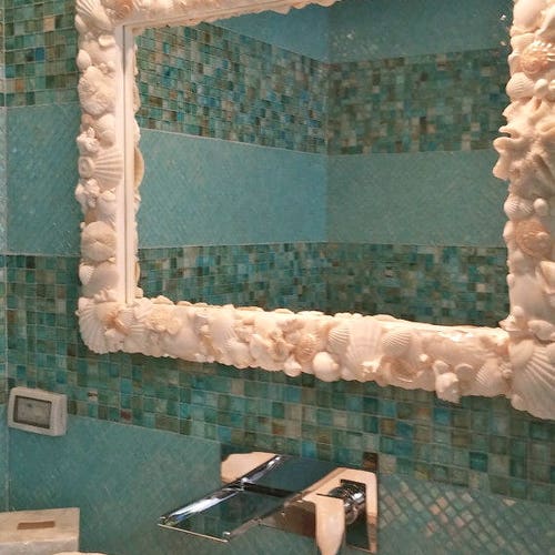Beach House Hamptons Seashell Mirror Distressed Nautical - Etsy